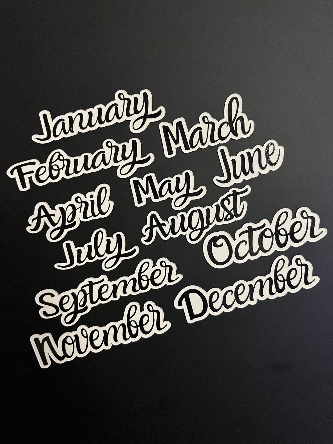 Magnetic Calendar Months in Black Amazone Font // Fancy Magnet Months ...