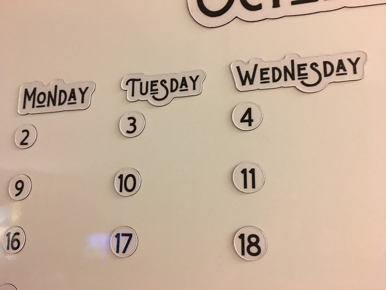 Days of the Week Magnets / Magnetic Calendar Days of the Week Full ...