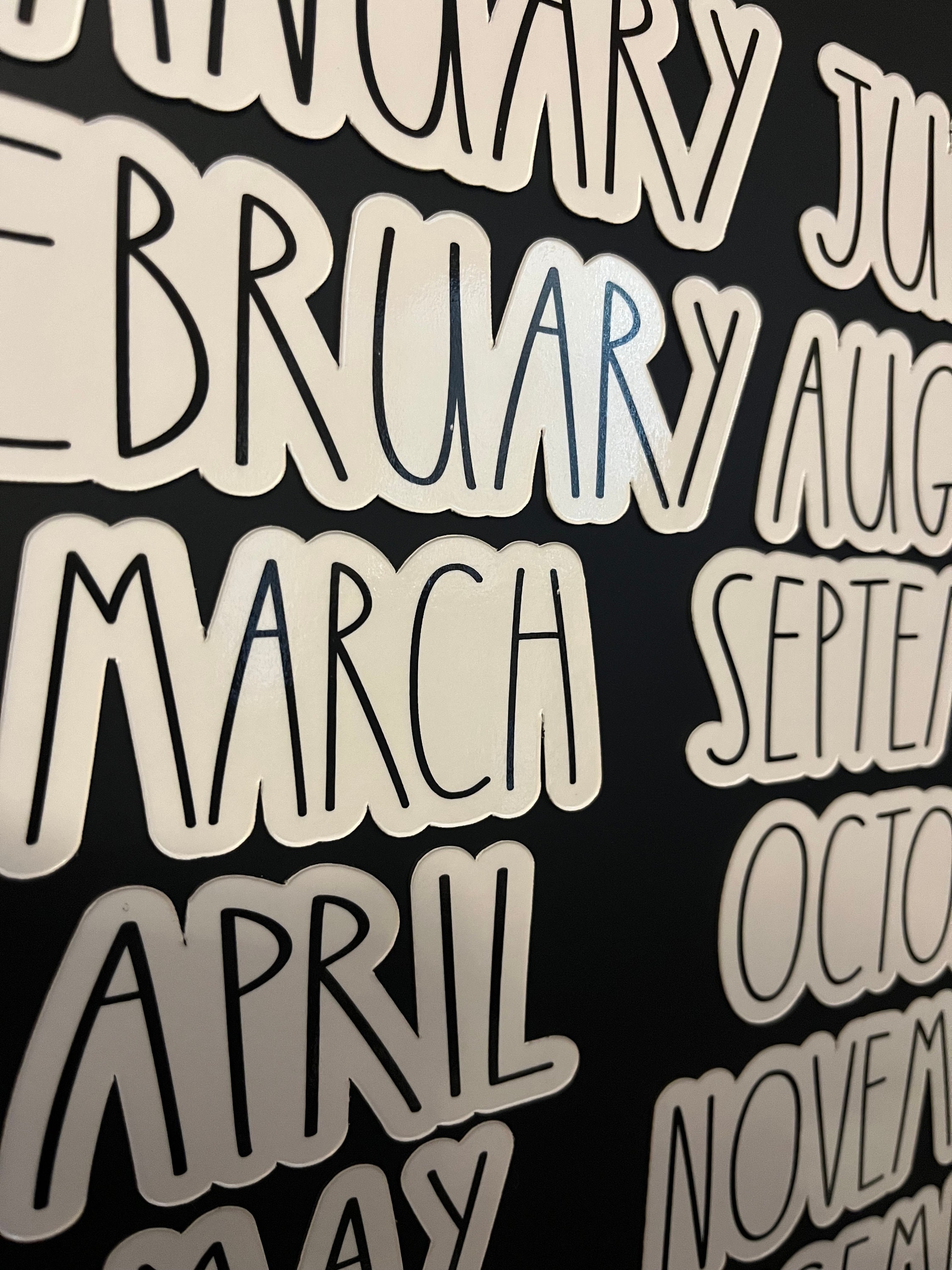 Rae Dunn Font Calendar Months in Black // Learning Magnet Months ...