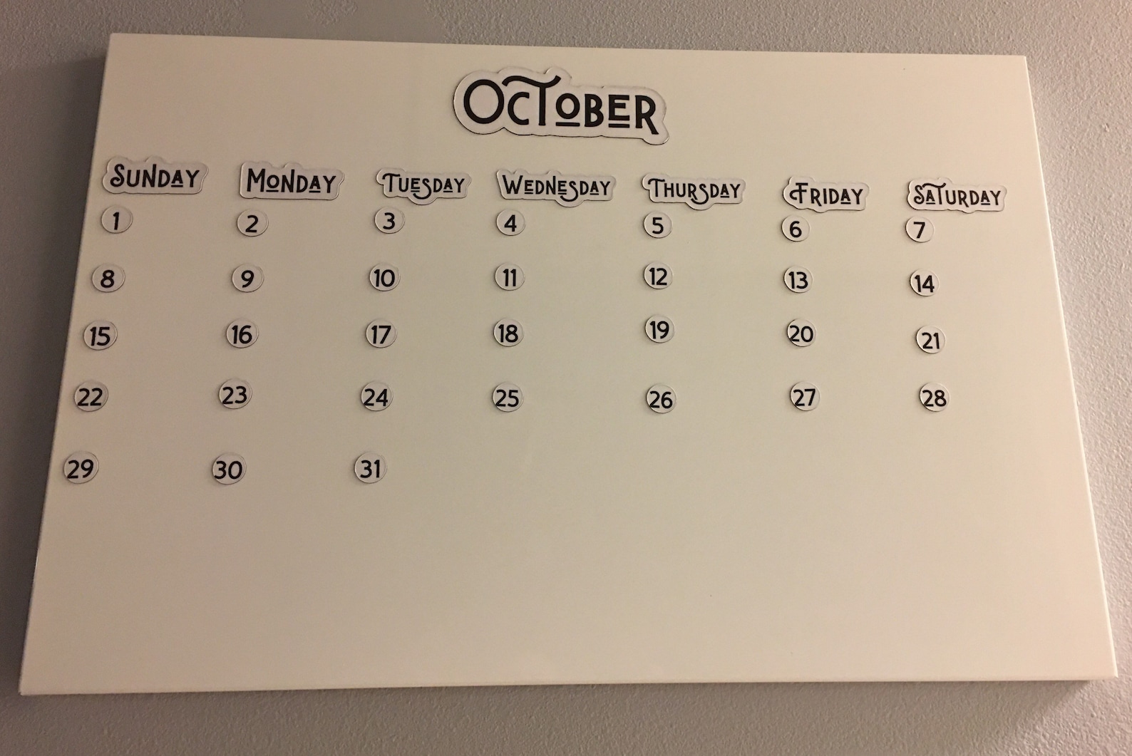 Days of the Week Magnets / Magnetic Calendar Days of the Week Full ...