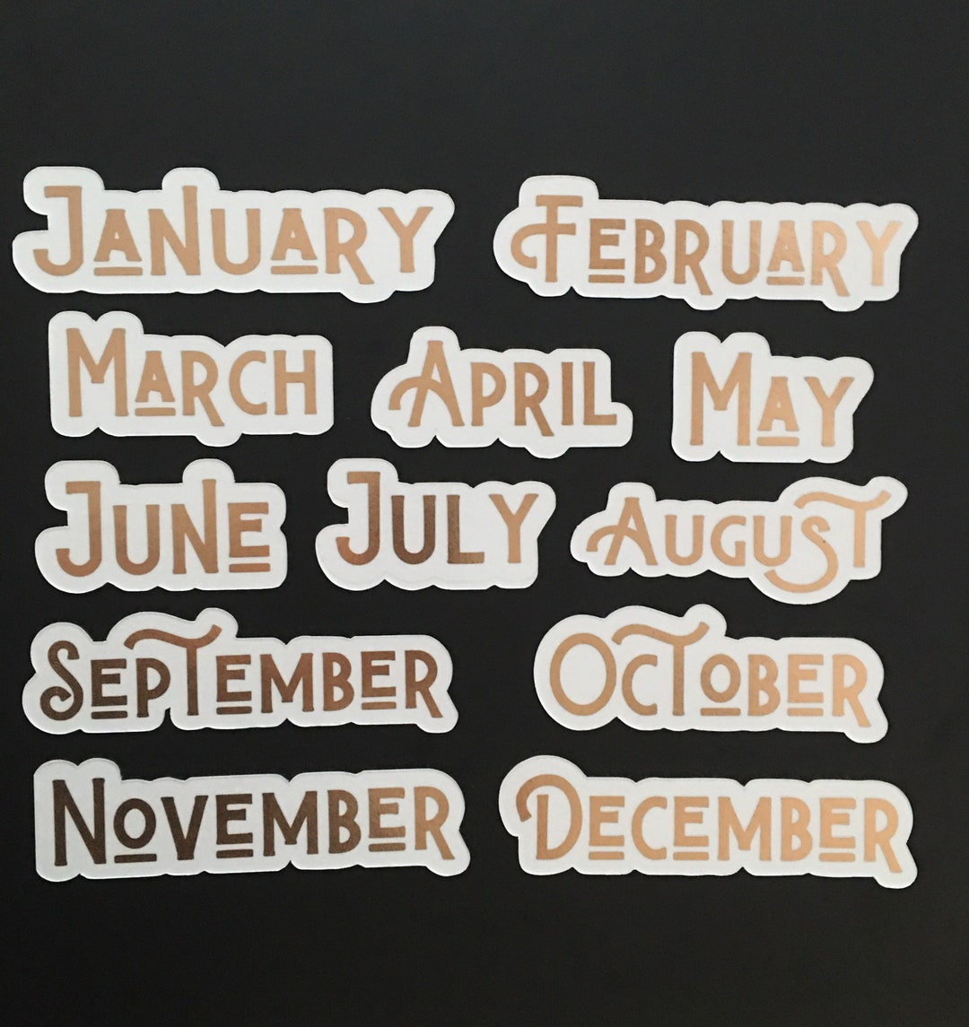 Rose Gold Foil Magnet Months // Perpetual Calendar Months // Luxury ...