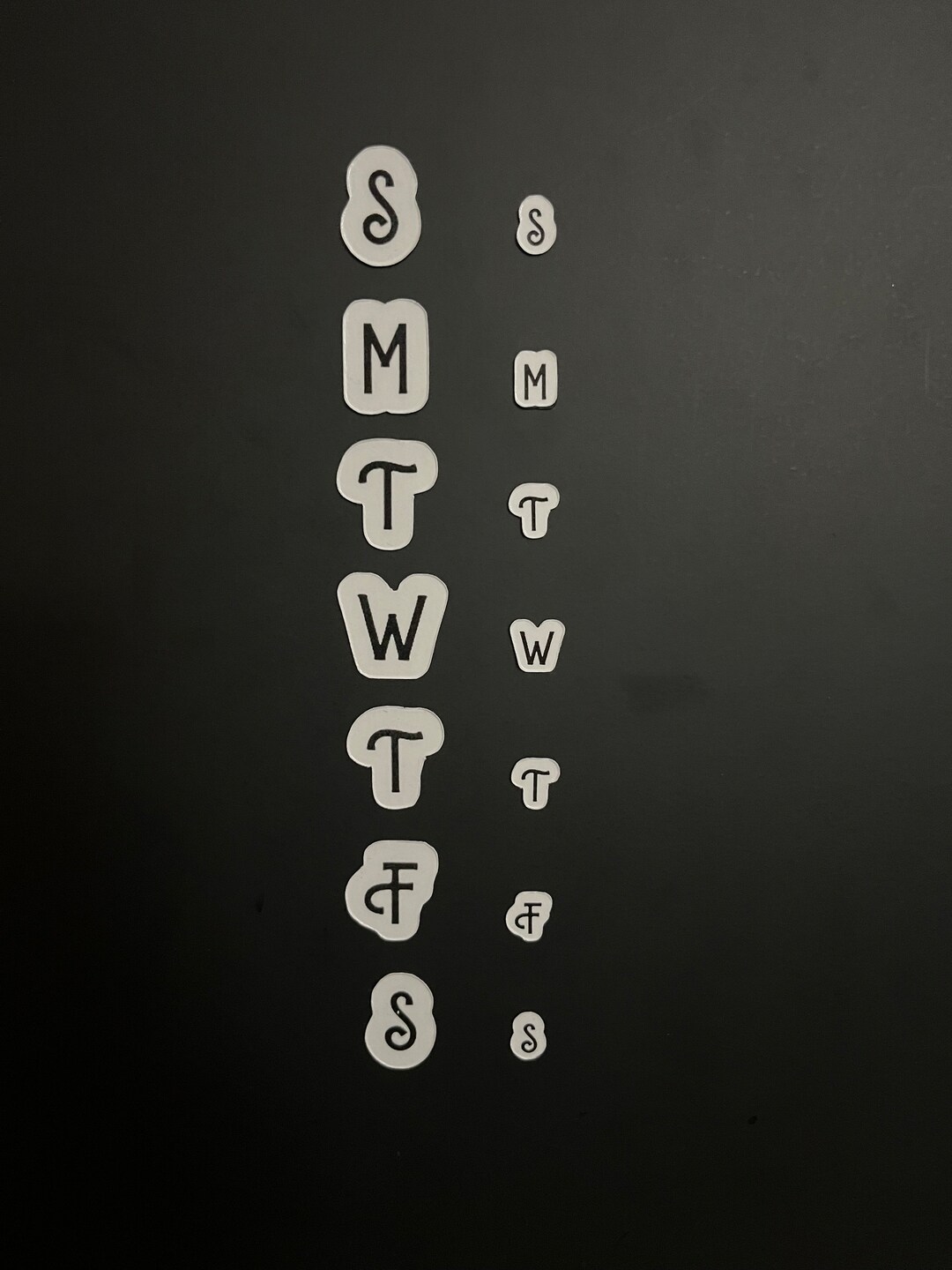 Magnetic One Letter Days of the Week // Calendar Days Sunday - Etsy