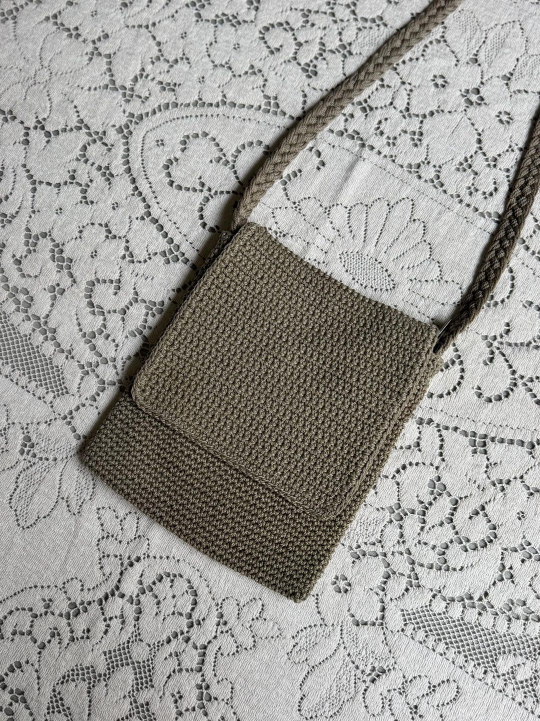 90s Vintage Mocha Beige Crochet Crossbody Purse - Etsy