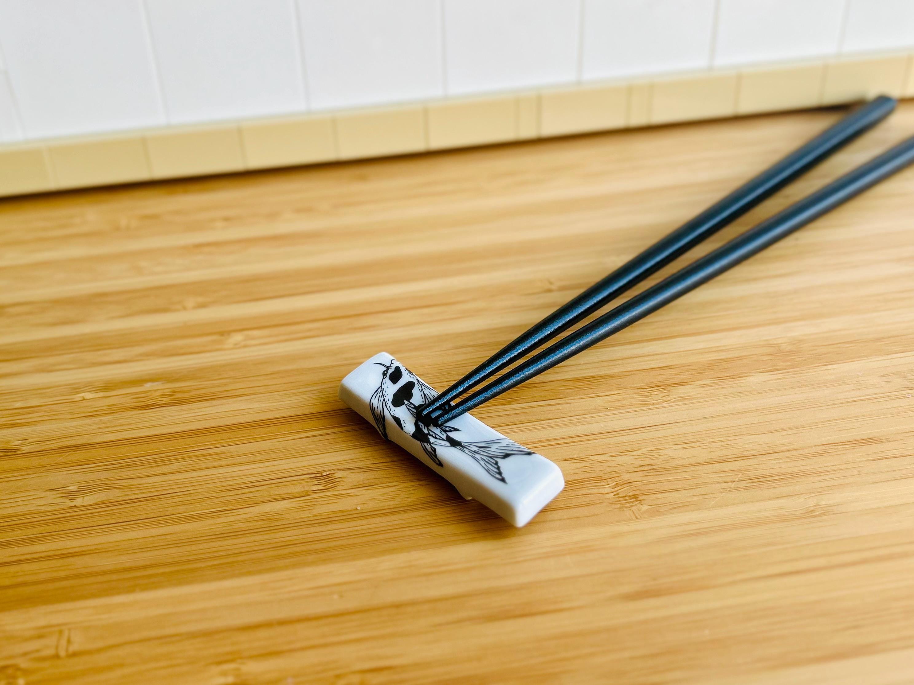 Chopstick Holder Ceramic Koi Carp Fish With Moon Black White Painting ...