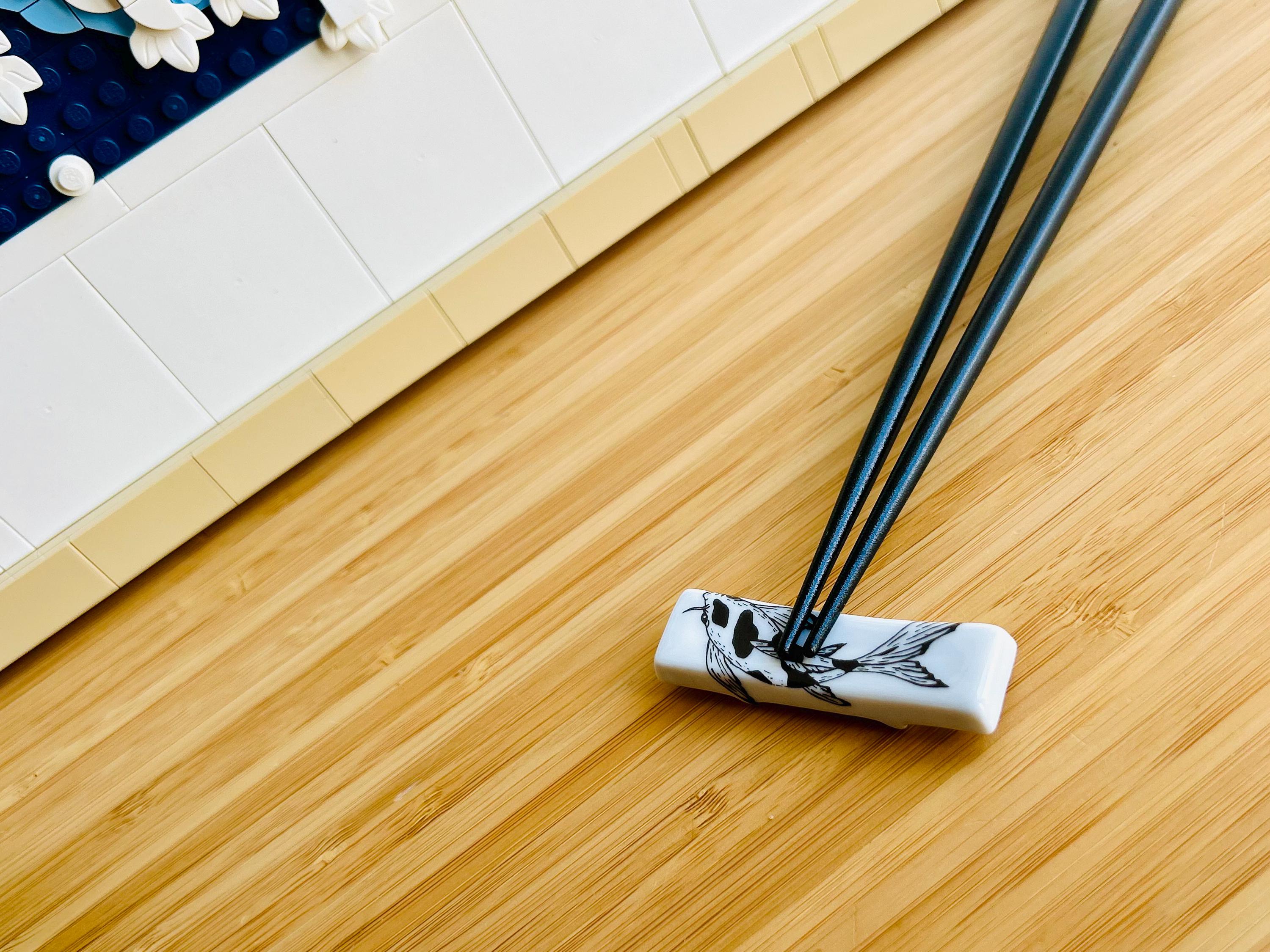 Chopstick Holder Ceramic Koi Carp Fish With Moon Black White Painting ...