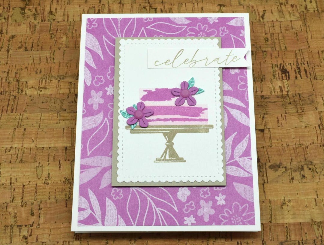 Handmade Birthday Card - Celebrate Cake - Etsy