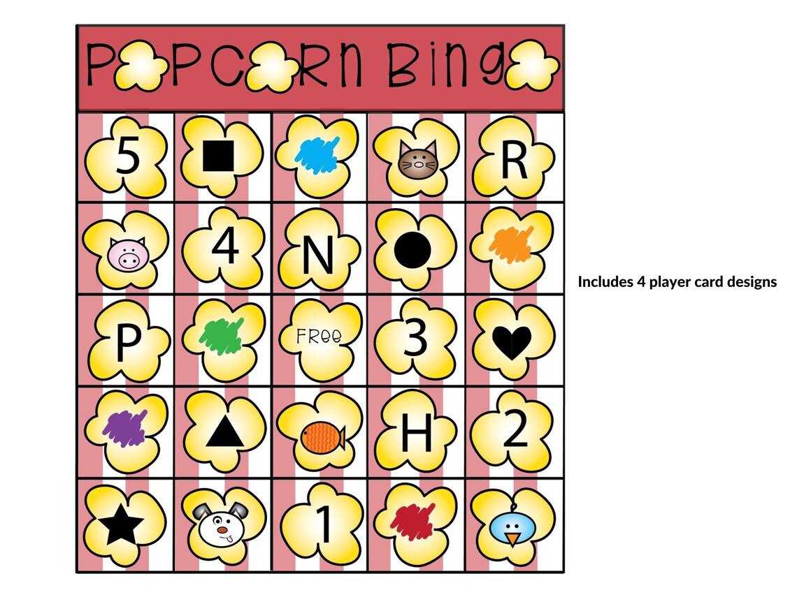 Popcorn Bingo Preschool Shape and Color Recognition Game Digital ...