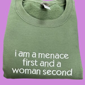 Menace First Woman Second Embroidered Unisex T-shirt or Sweatshirt - Etsy