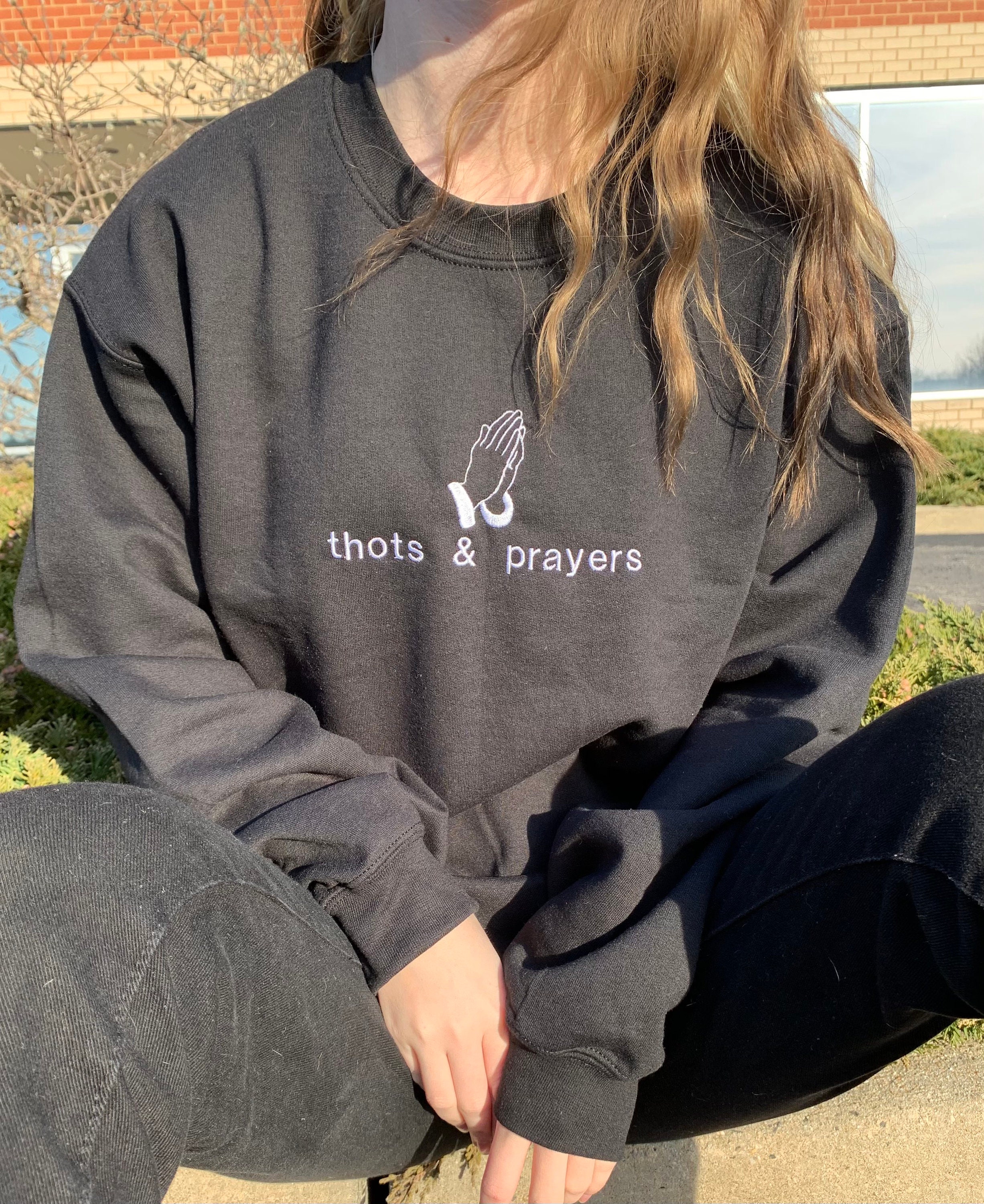 Baddie Aesthetic Thots and Prayers Embroidered Crewneck - Etsy
