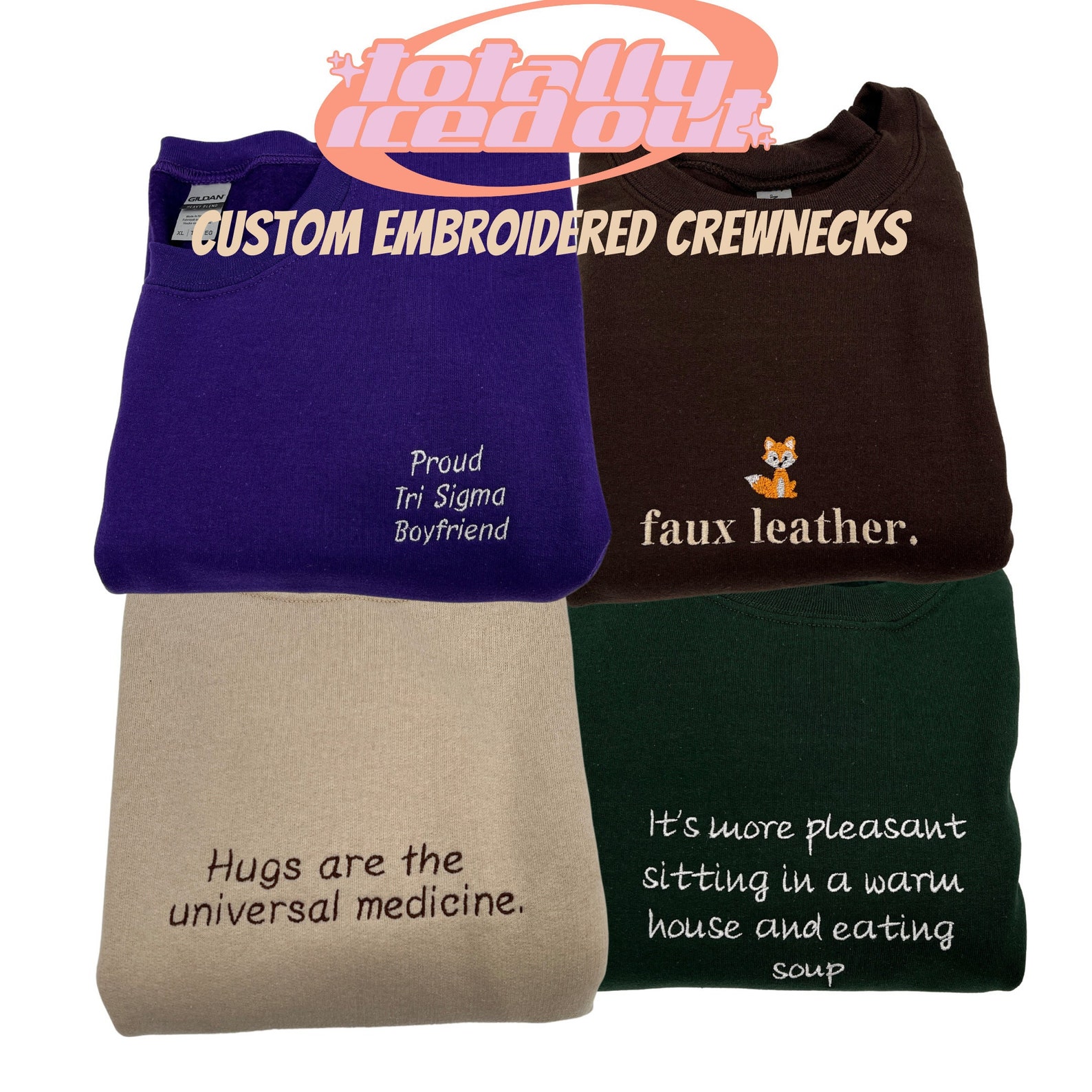 Custom Embroidered Sweatshirt Customizable Embroidered - Etsy