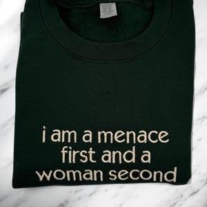 Menace First Woman Second Embroidered Unisex T-shirt or Sweatshirt - Etsy