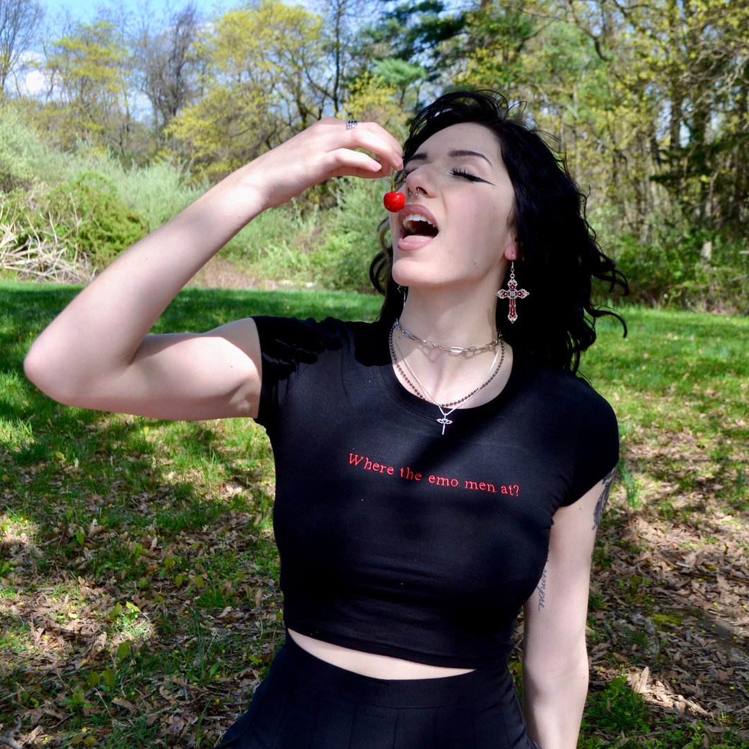 Where the Emo Men At? Embroidered Baby Tee - Etsy