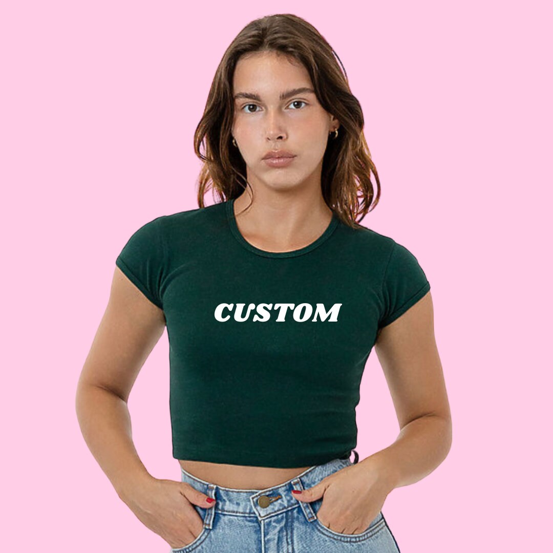 Premium Custom Embroidered Baby Rib Crop Top, Personalized Crop Top ...