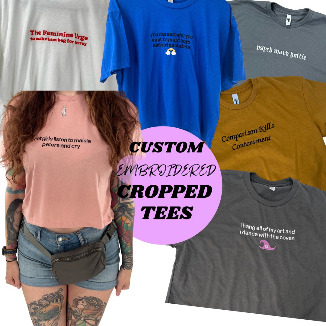 Custom Embroidered Crop Top | Customizable Embroidered Crop Top ...