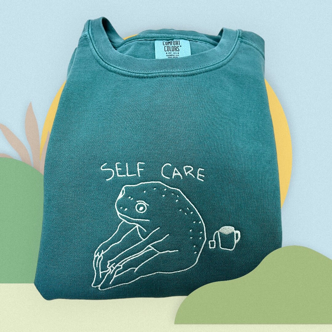 Self Care Frog Meme Unisex Comfort Colors Crewneck Sweatshirt - Etsy