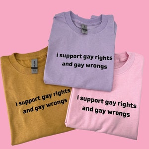 I Support Gay Rights and Gay Wrongs Unisex T-shirt or Crewneck ...