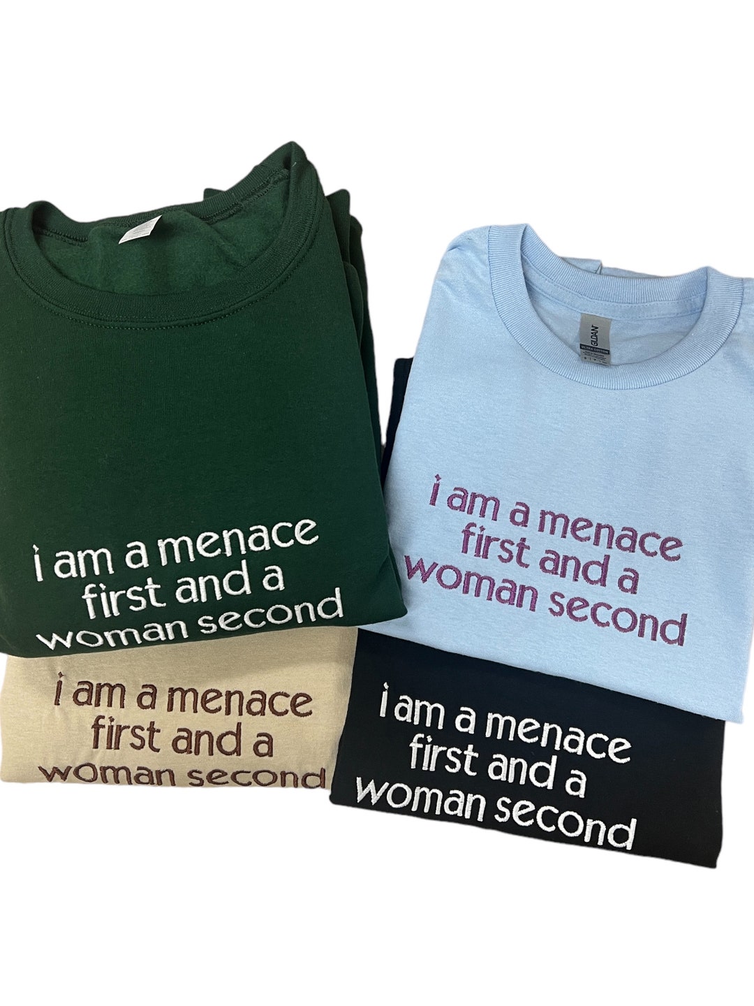 Menace First Woman Second Embroidered Unisex T-shirt or Sweatshirt - Etsy