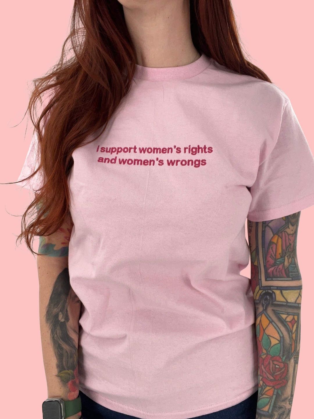 I Support Womens Rights And Wrongs Embroidered Unisex T Shirt Or Sweatshirt Etsy 