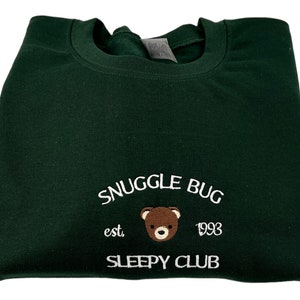 Snuggle Bug Sleepy Club Cute Unisex Embroidered T-shirt or Crewneck ...