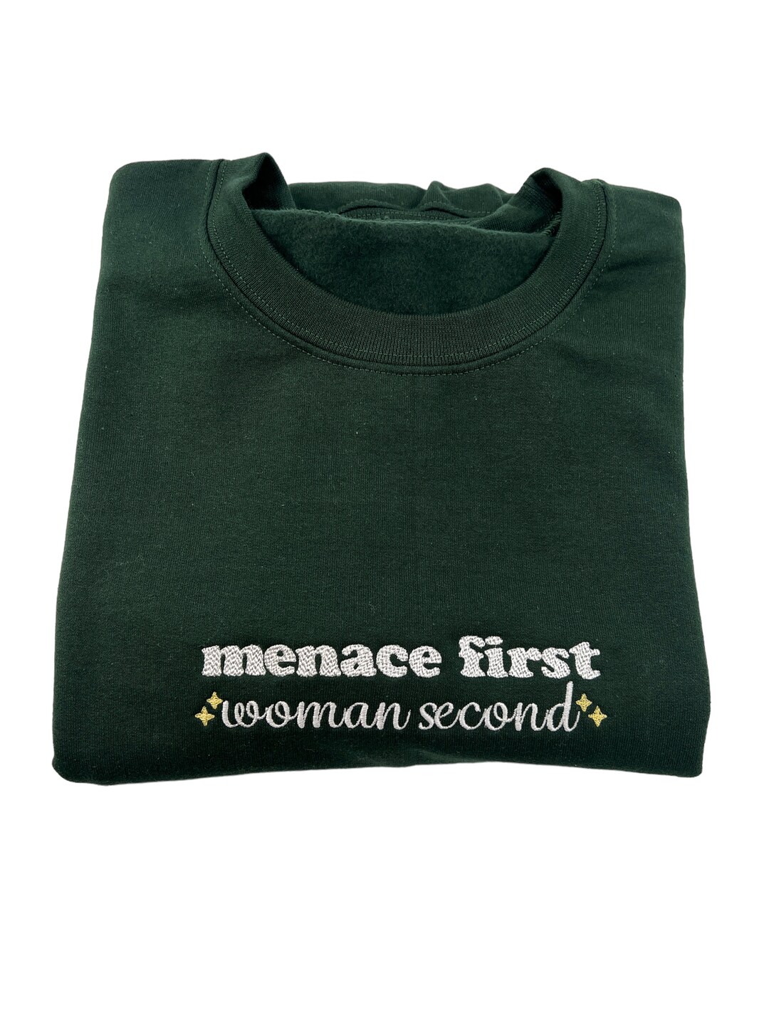 Menace First Woman Second Sparkle Embroidered Unisex T-shirt or ...