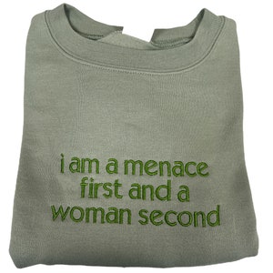 Menace First Woman Second Embroidered Unisex T-shirt or Sweatshirt - Etsy
