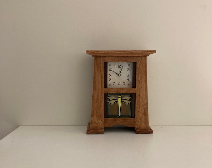 Arts & Crafts Mantel Clock With Motawi Art Tile ,mission Style Clock - Etsy
