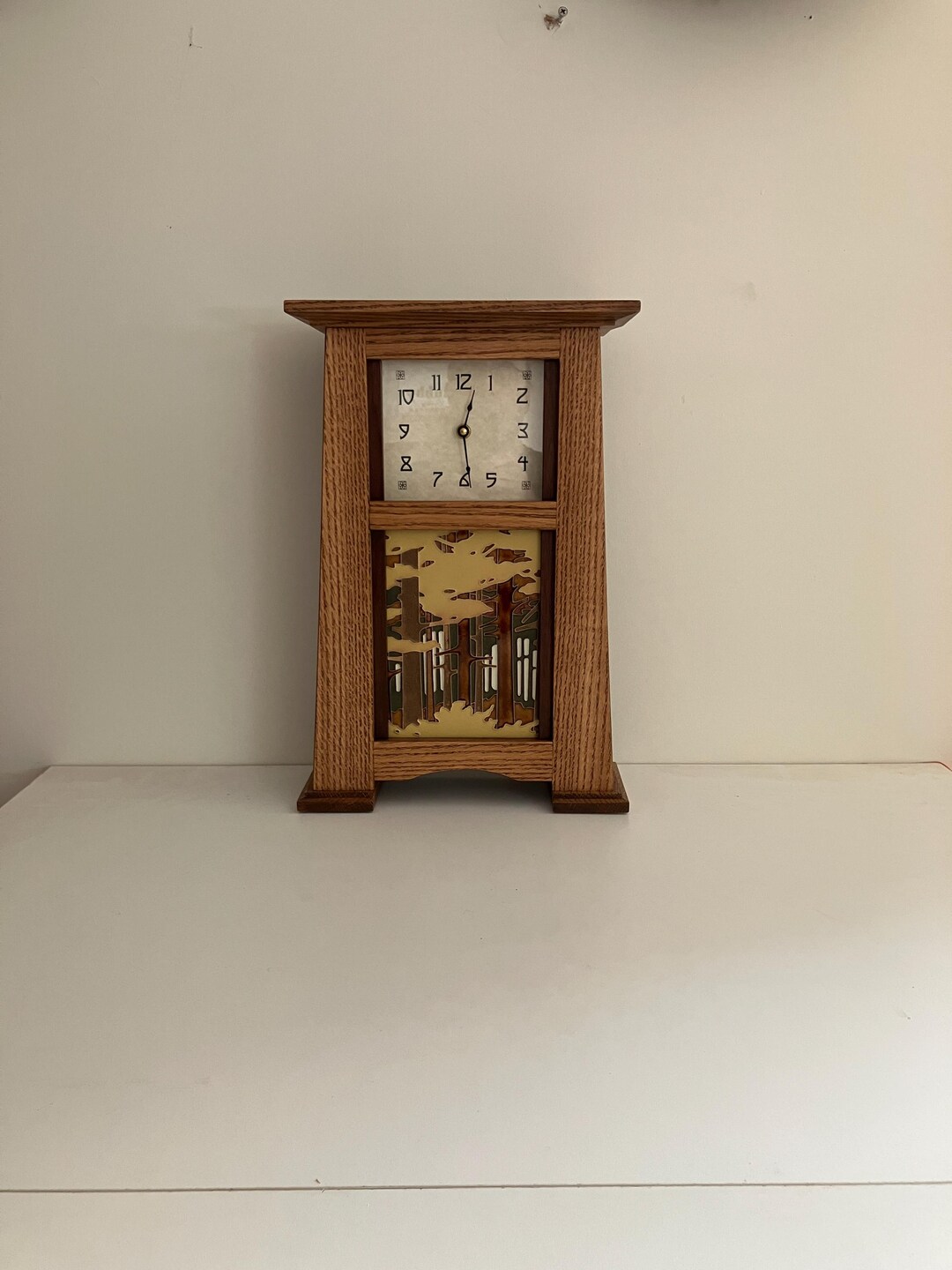 Arts & Crafts Clock With Motawi Art Tile, "woodlands" - Etsy