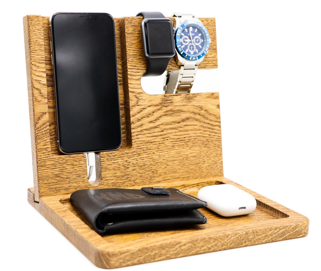 Oak Wooden Docking Station Nightstand Valet Wooden Phone | Etsy