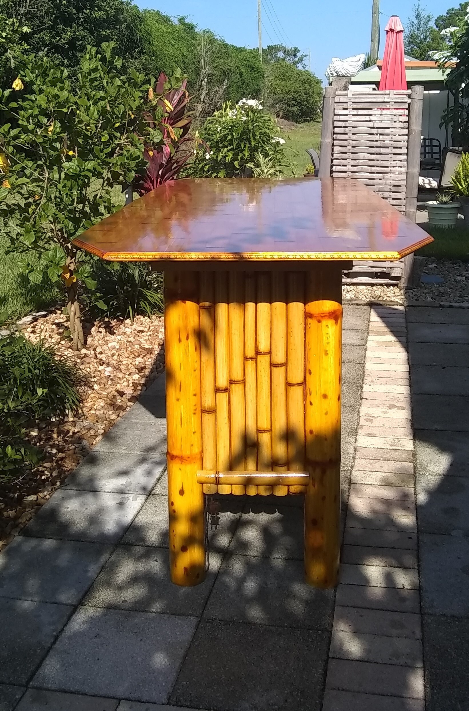 Tiki Table Bamboo Patio Dining Table. LED Lights Accessible - Etsy