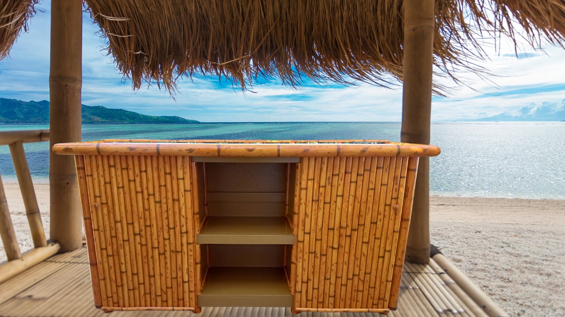 Pontoon Bar. Weatherproof All PVC Tiki Bar, Epoxy Resin Art Bar Top ...