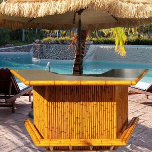 Bamboo Tiki Bar. Thatch Umbrella and Fitted Outdoor Cover Included ...