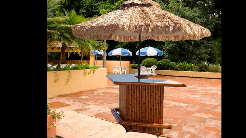 Bamboo Tiki Bar. Thatch Umbrella and Fitted Outdoor Cover Included ...