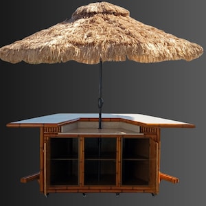 Bamboo Tiki Bar. Thatch Umbrella and Fitted Outdoor Cover Included ...