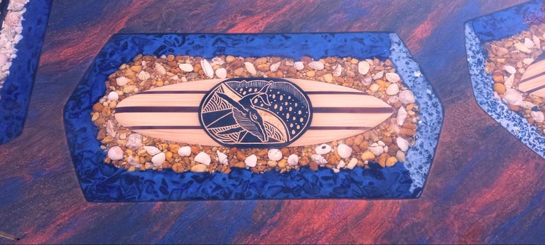 Tiki Bar With Lighted Bartop, Fluid Acrylic Wall Art, Large Serving ...