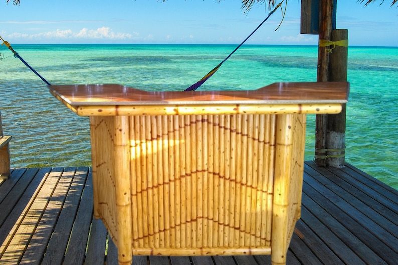 Mini Fridge/wine Cooler Bamboo Tiki Bar. Outdoor Backyard Deck, Patio ...