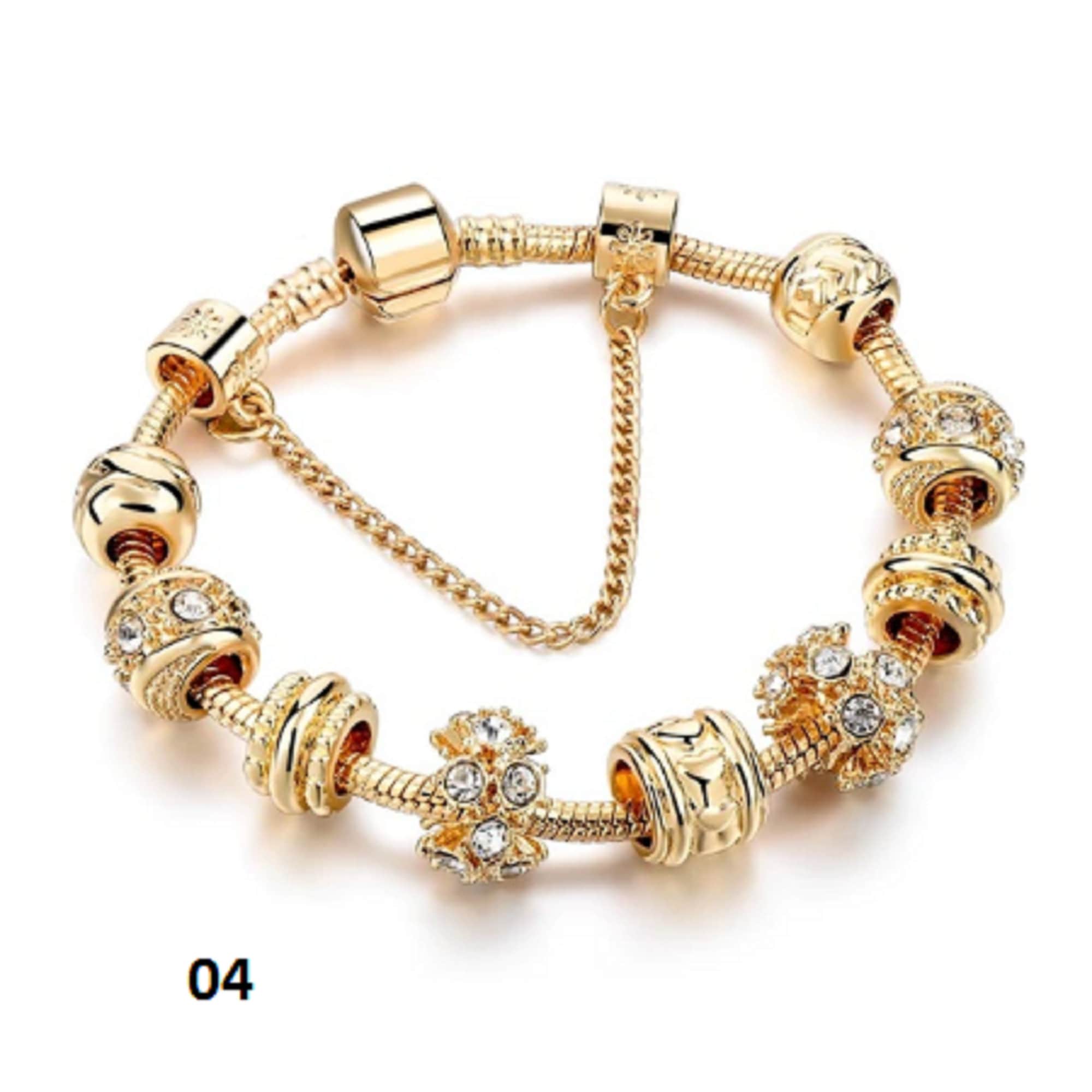 Pulsera de Pandora dorada con encanto corazón Pulseira Encanto | Etsy