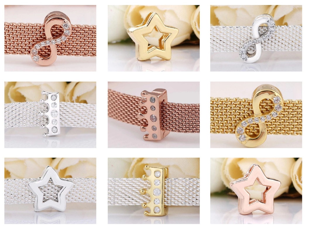 Rose Gold Mesh Reflexions Bracelet Charm Crown Star Clip - Etsy UK