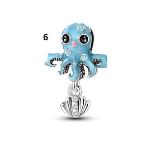 Blue Crab Bracelet Charms, Octopus Charm, 925 Sterling Silver Charms ...
