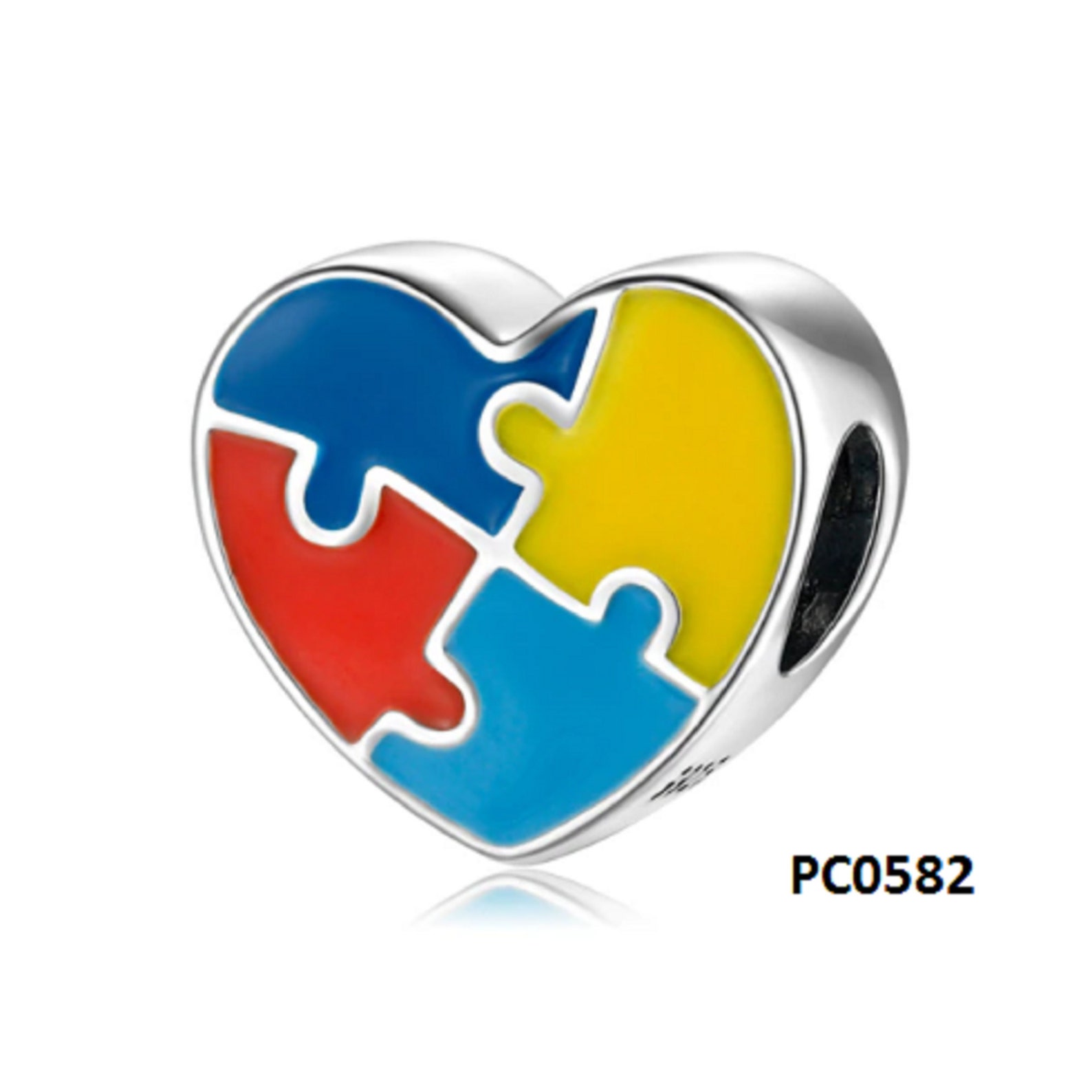 Puzzle Bracelet Charms, 100% 925 Sterling Silver Charms, Heart Rainbow ...