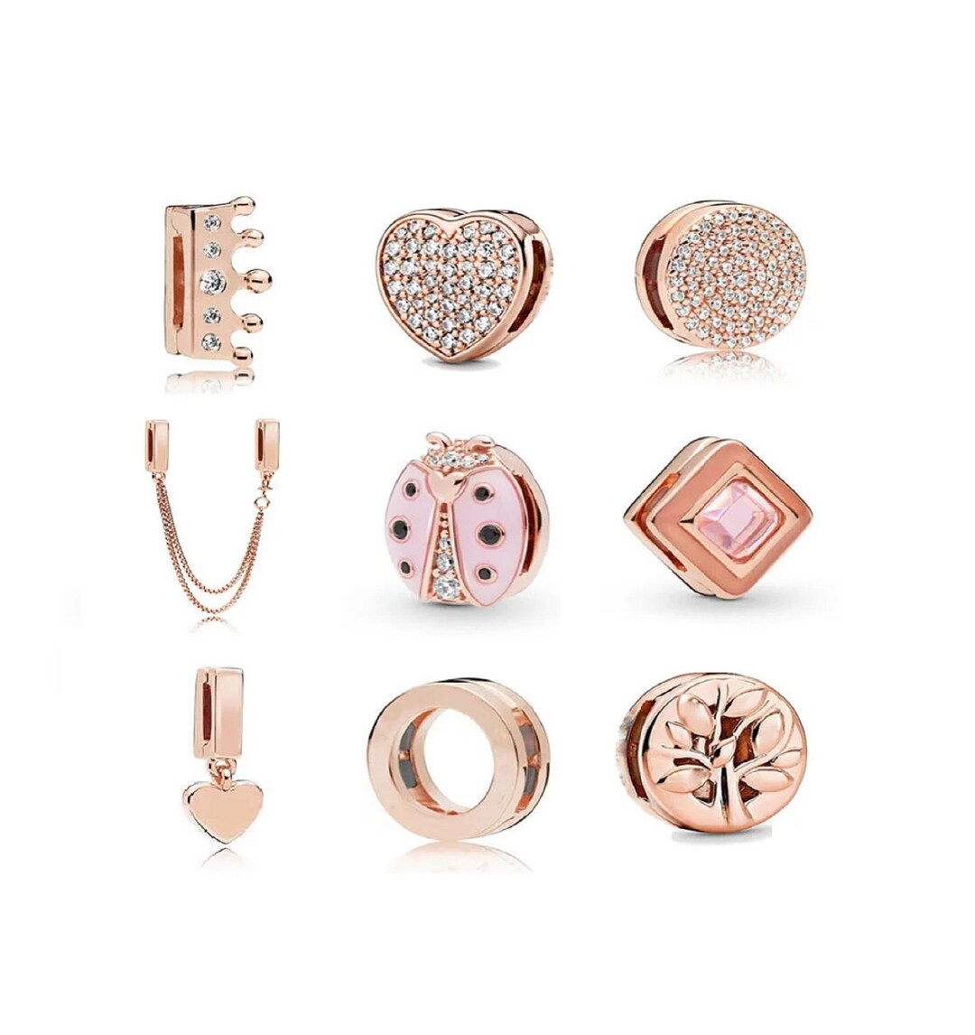 Rose Gold Reflexion Clip Charms, Mesh Bracelet Reflection Charm ...
