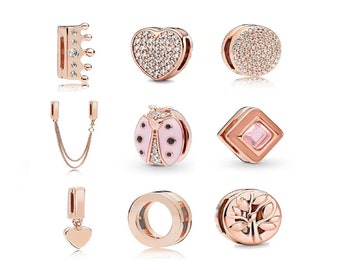 Rose Gold Mesh Reflexionen Armband Charm Herz Liebe Clip Charms Reflexionen Charm Sterling Silber passt fur Pandora Armband Charm Geschenke Etsy