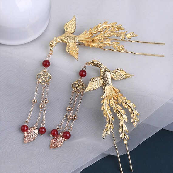 Phoenix Hairpin Wooden Hairpin Hanfu Hairpin Tassel - Etsy