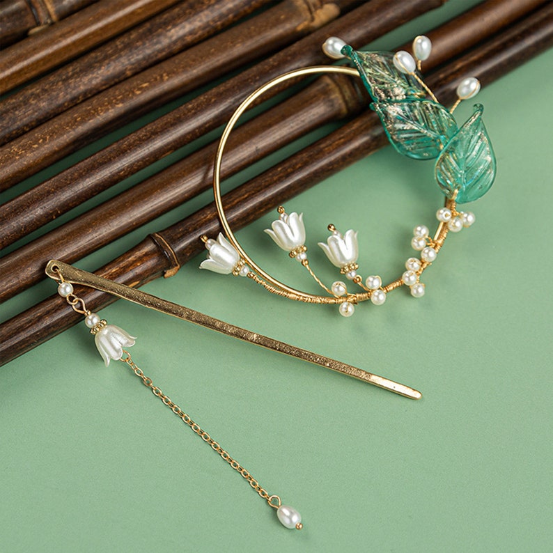 Flower Hairpin Leaf Ring Hairpin Vintage Hairpinhanfu Hair | Etsy