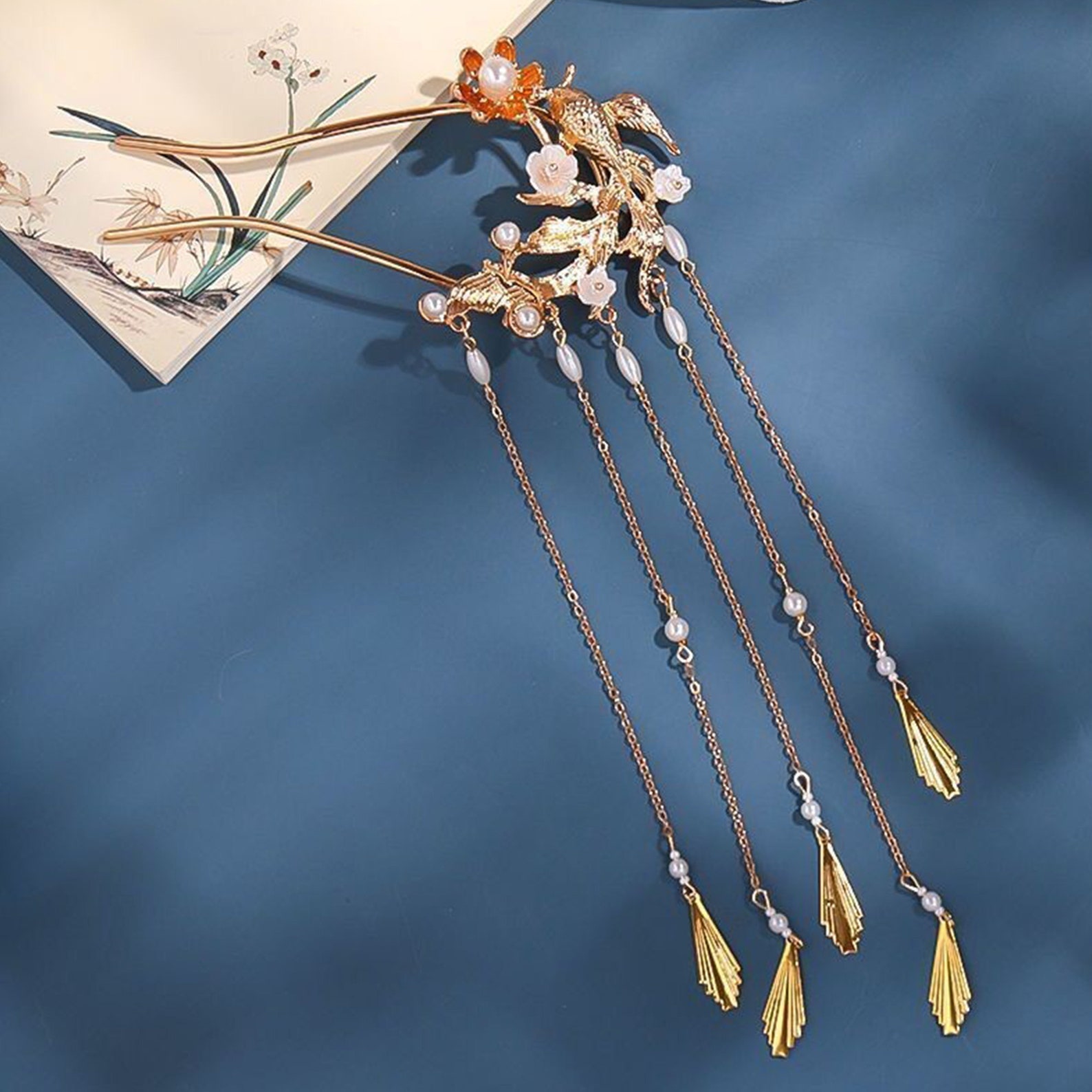 Fish Hairpin Fringed Hairpin Flower Hairpin Hanfu Hairpin - Etsy