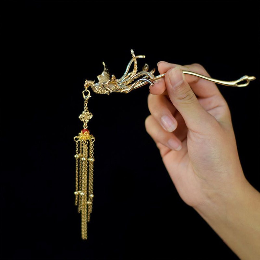 Phoenix Hairpin Wooden Hairpin Hanfu Hairpin Tassel - Etsy