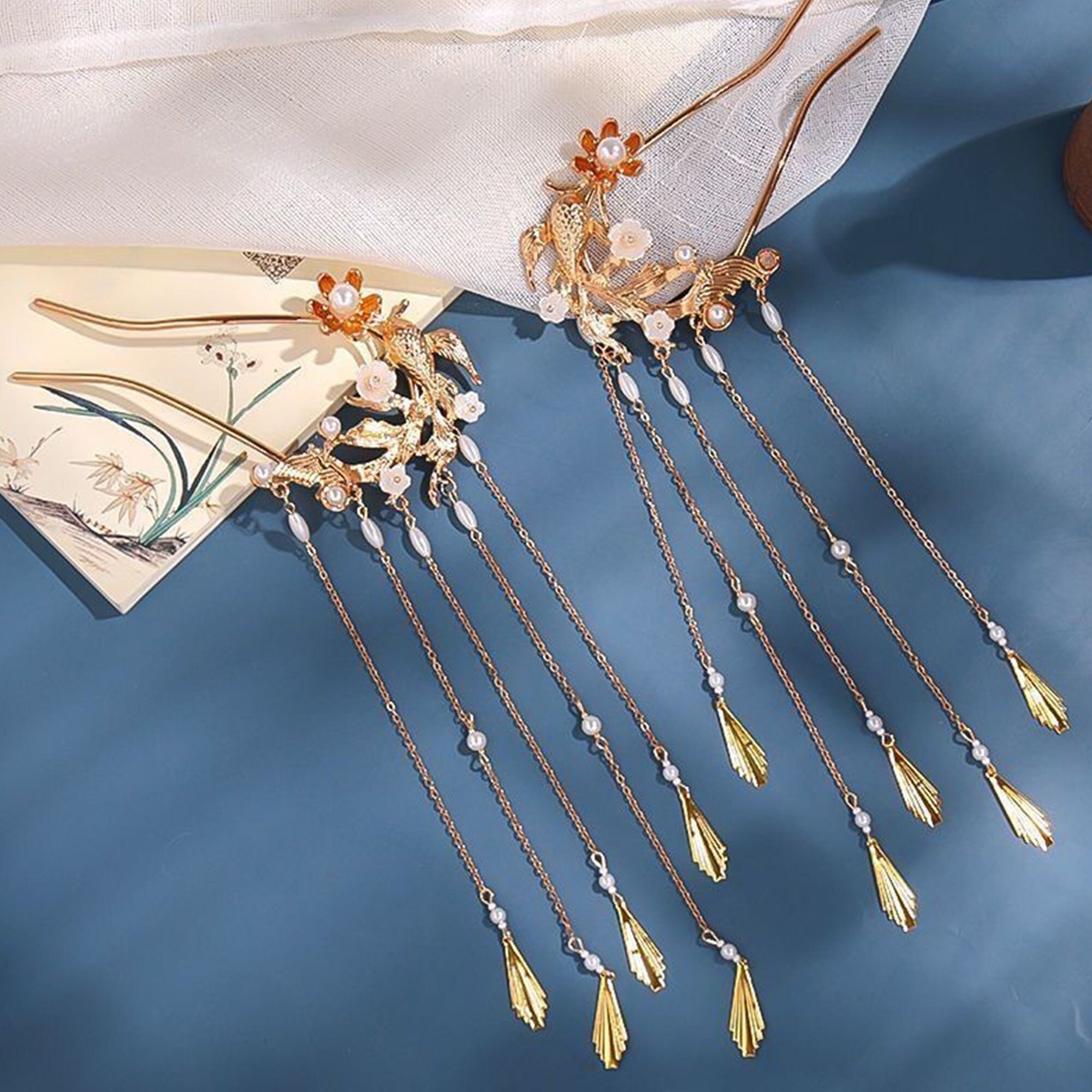 Fish Hairpin Fringed Hairpin Flower Hairpin Hanfu Hairpin - Etsy
