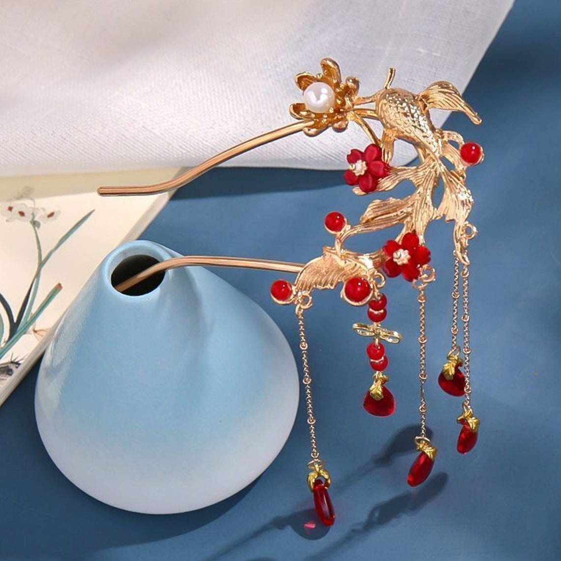 Fish Hairpin Fringed Hairpin Flower Hairpin Hanfu Hairpin - Etsy