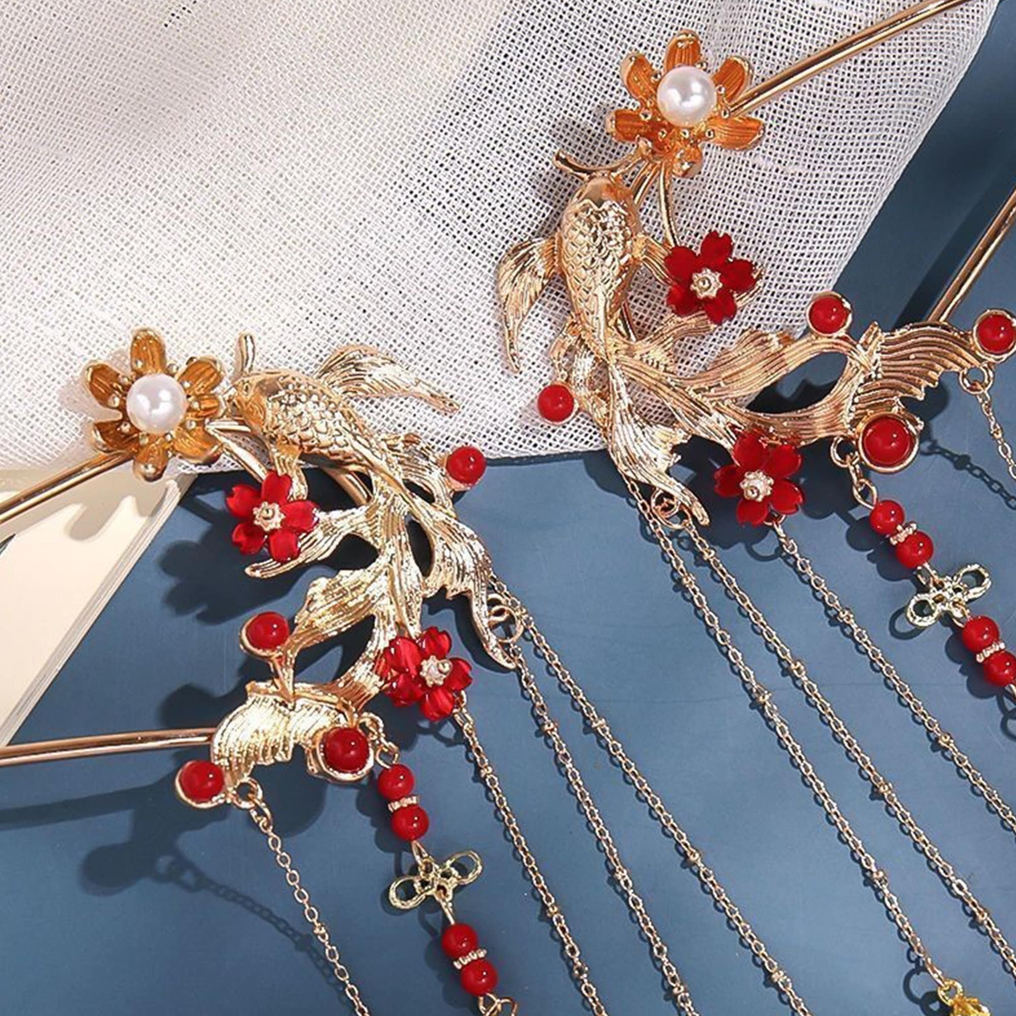 Fish Hairpin Fringed Hairpin Flower Hairpin Hanfu Hairpin - Etsy