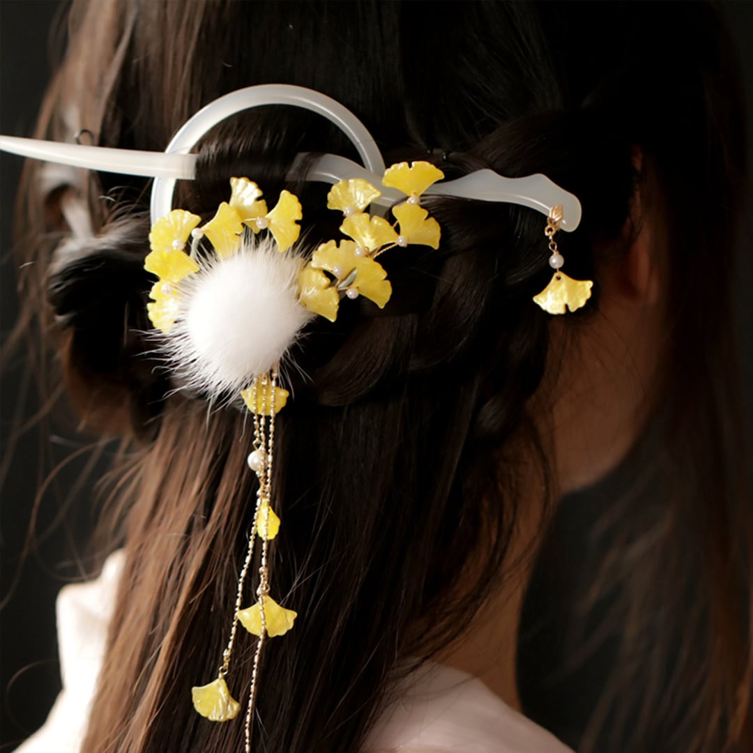 Ginkgo Biloba Tassel Hairpin, Hanfu Hair Pin, Retro Hairpin, Chinese ...