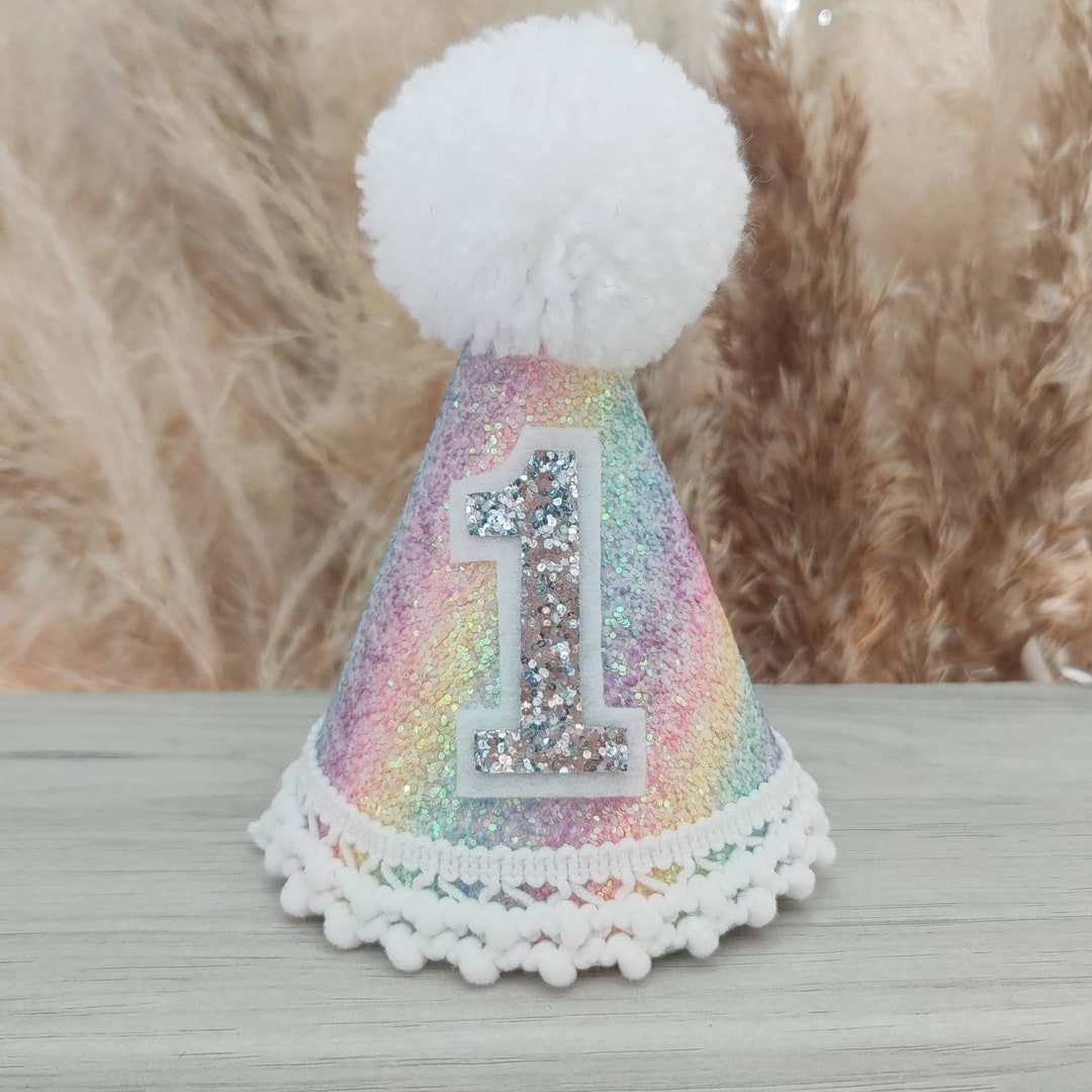 Pastel Rainbow Party Hat, First Birthday Hat, Cake Smash, Party Hats ...